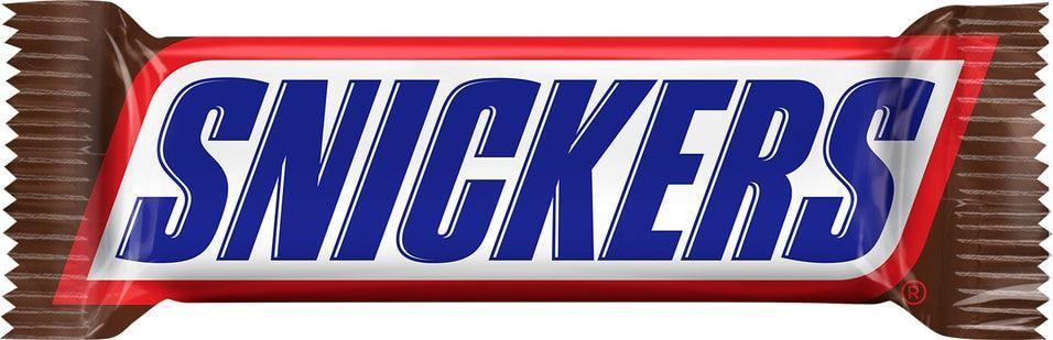 Шоколадный батончик Snickers 50,5 гр., флоу-пак купить оптом по цене 45 ...